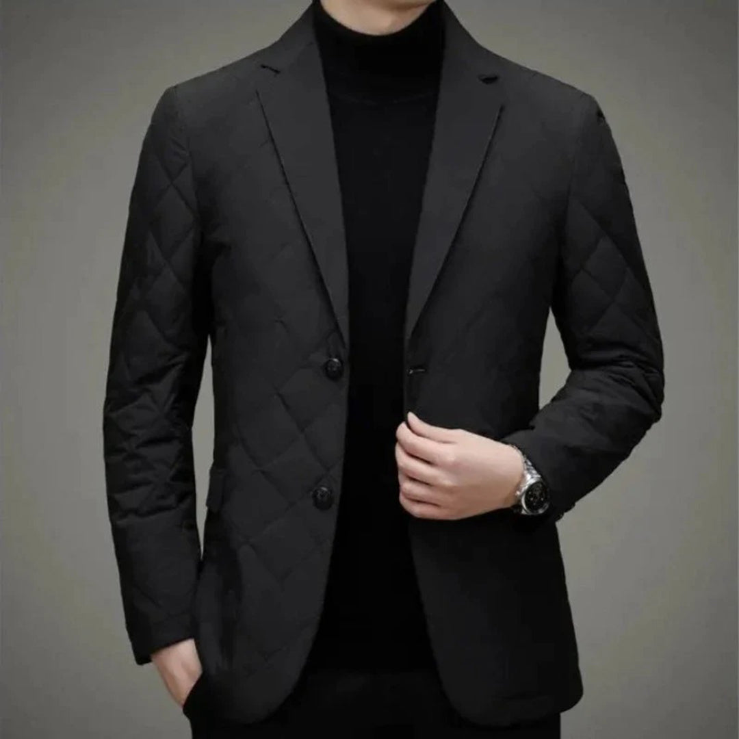 Blazer herre - svart quiltet, elegant, formell stil – Oslo Mote