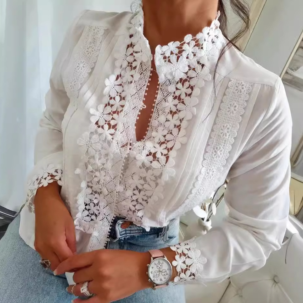 Bluse Dame - Hvit Blonder, Elegant, Sommer, Medium – Oslo Mote